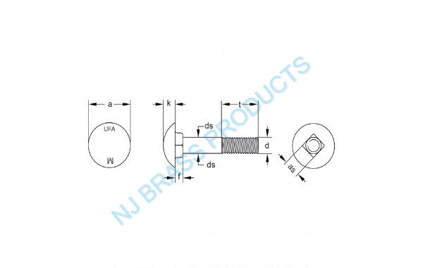 Galvanised Cup Head Bolts - Brass Plumbing Fitting